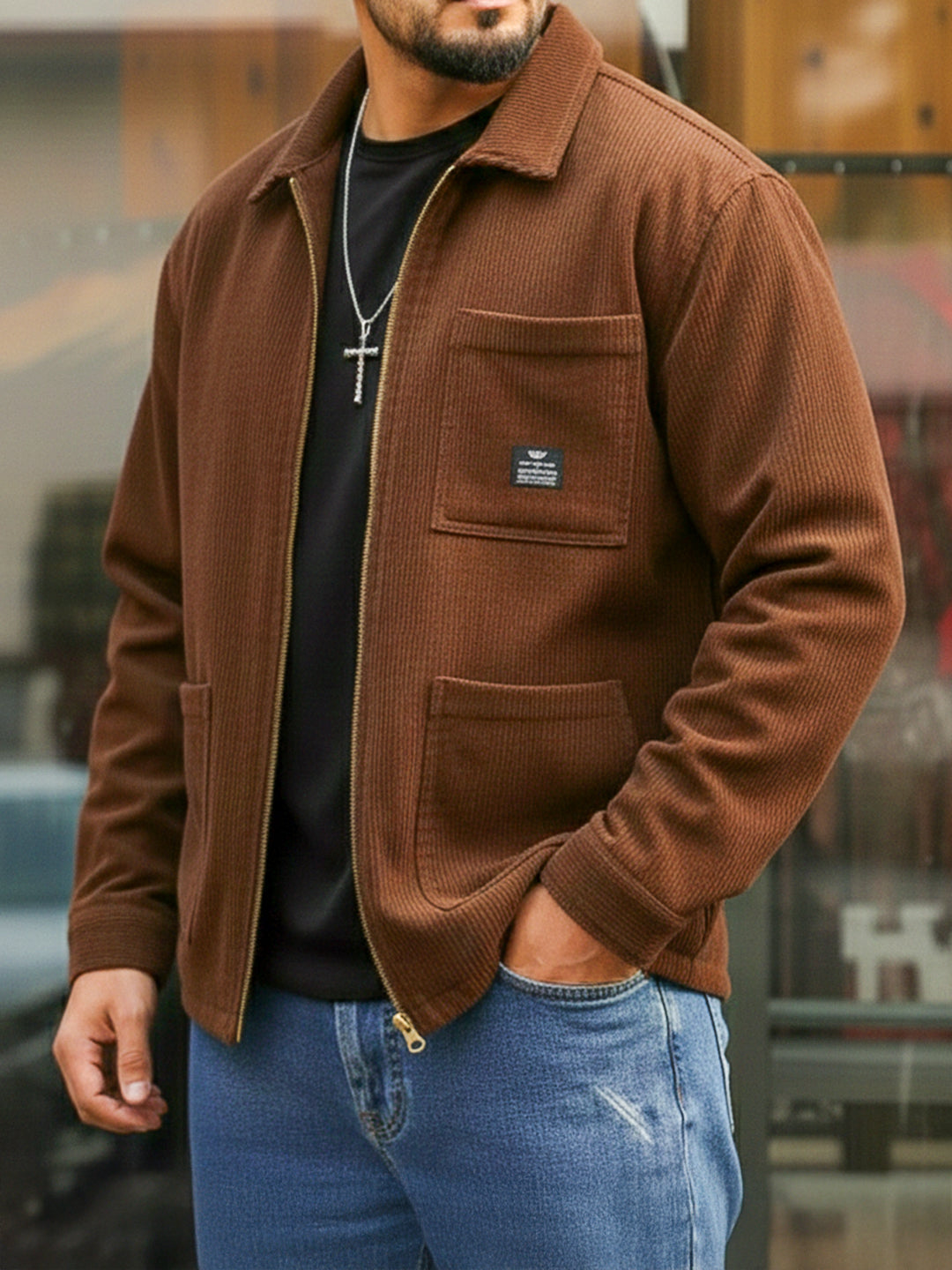 Sandstone Heritage Brown Ribbed Shacket