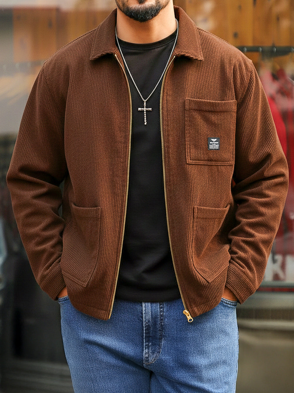 Sandstone Heritage Brown Ribbed Shacket