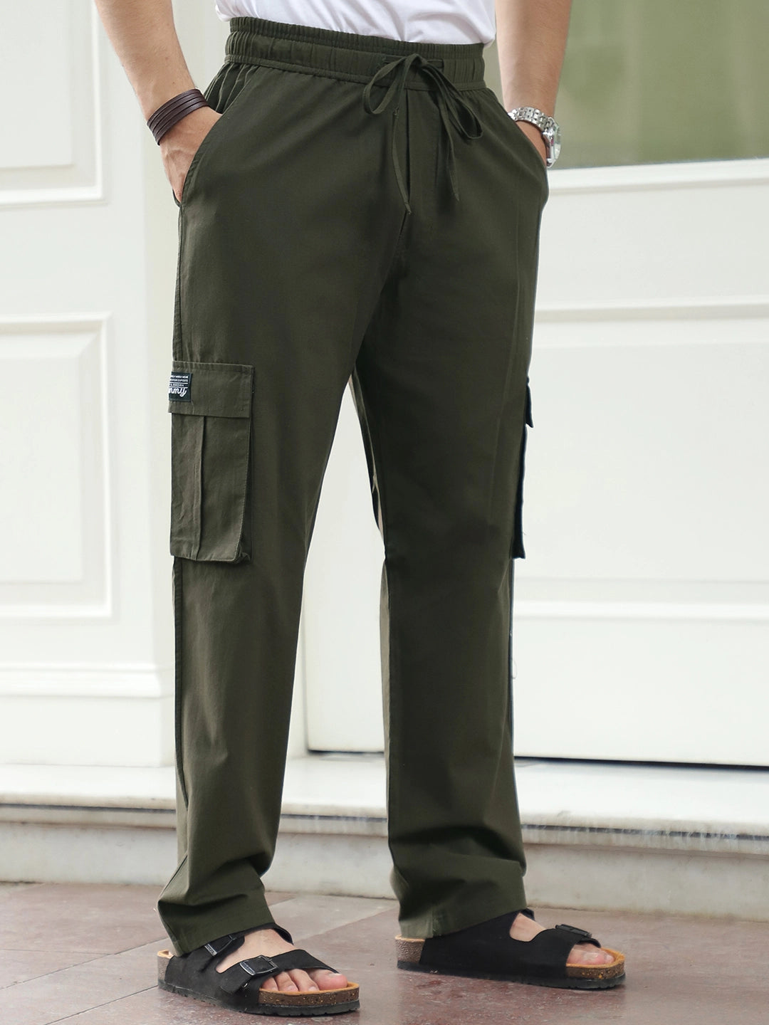 TerraTone Olive Green Baggy Fit Cotton Cargo